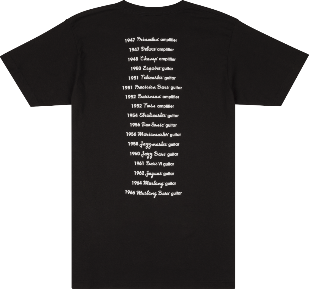 Fender Logo Date Back Tee Black Medium | Hljóðfærahúsið