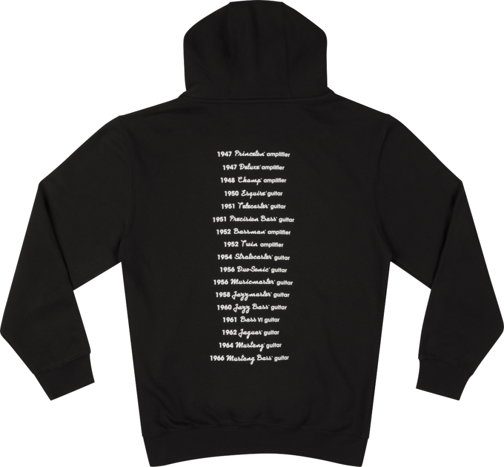 Fender Logo Date Back Hoodie Black Medium | Hljóðfærahúsið